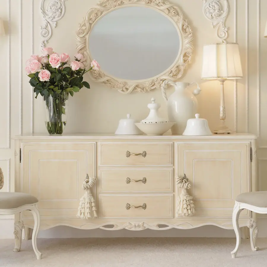 Reproduction High End Italian Ivory Sideboard - Juliettes Interiors
