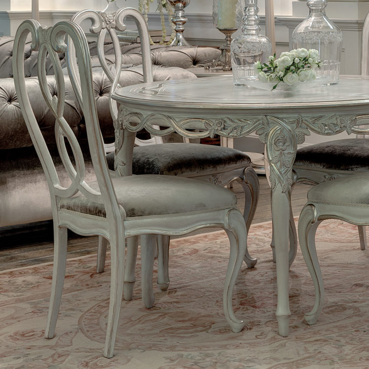 Ornate Designer Round Italian Dining Table Set - Juliettes Interiors