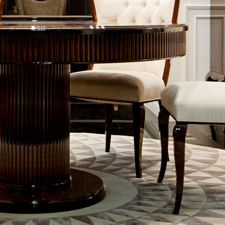 High End Modern Glamour Round Wenge Dining Table Set