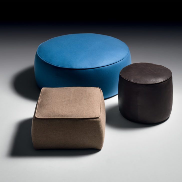 Contemporary Designer Leather Pouffe - Juliettes Interiors