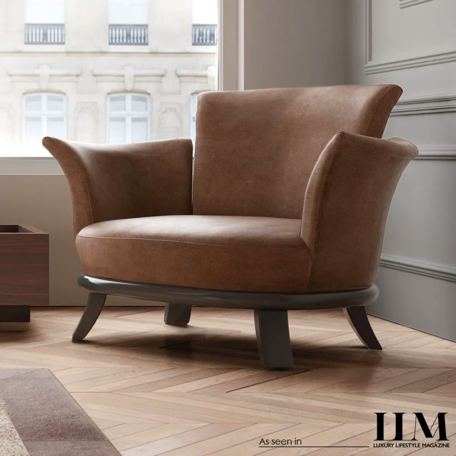 Large Designer Leather Round Armchair - Juliettes Interiors