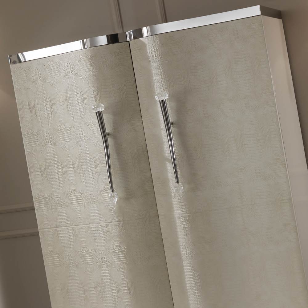 Textured Leather Italian Designer Large Cabinet - Juliettes Interiors