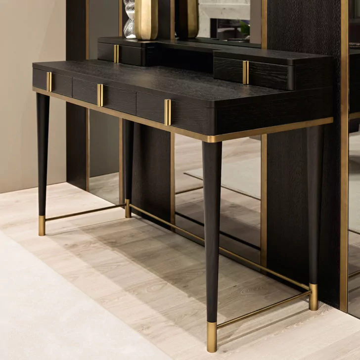 Black Oak Italian Designer Writing Desk - Juliettes Interiors