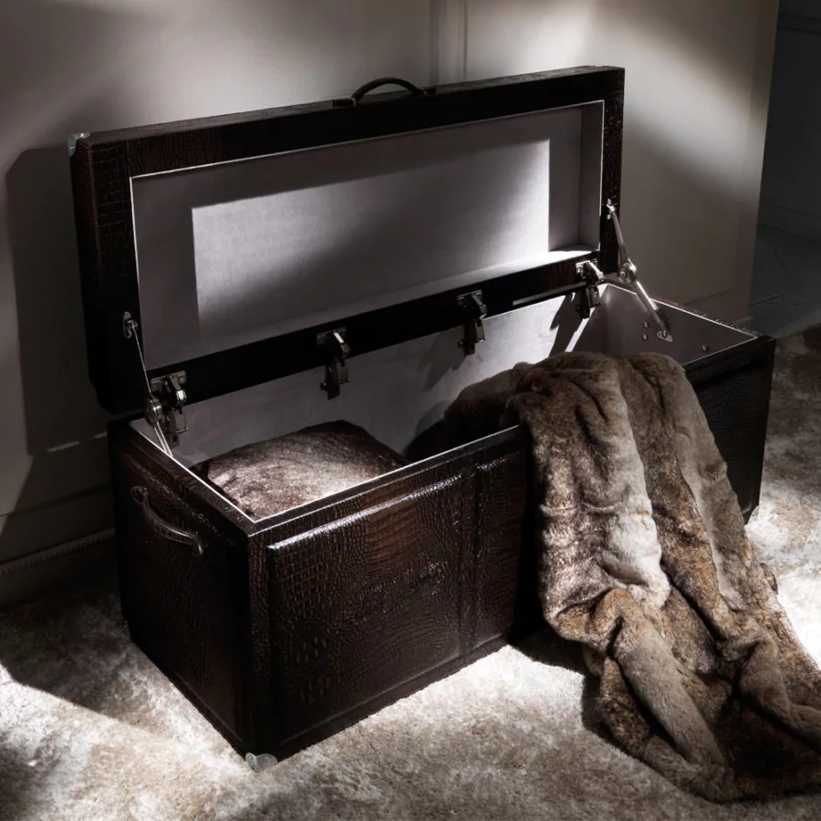 Luxury Italian Leather Storage Trunk - Juliettes Interiors