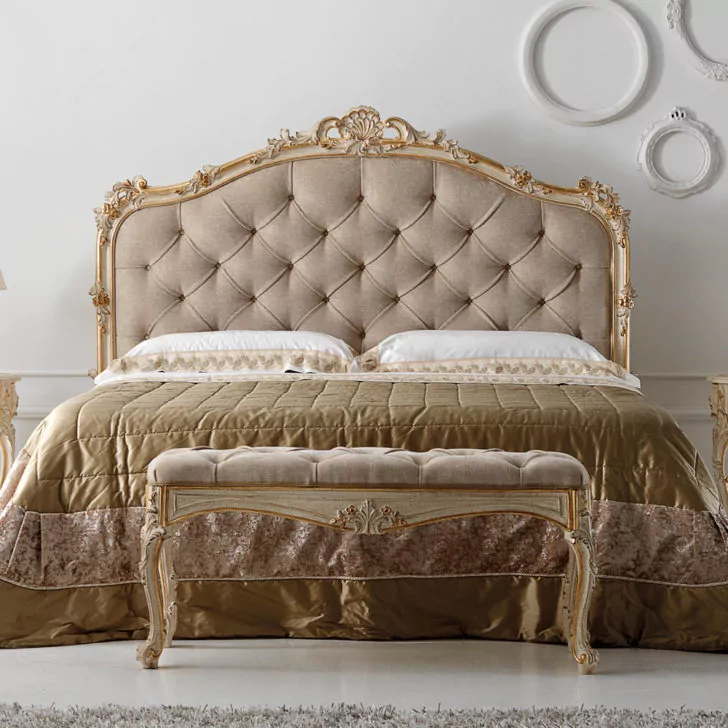 Luxuriate in the Carved Reproduction Rococo Bed