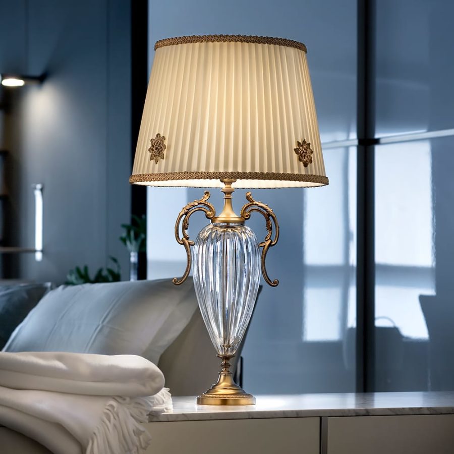 Classic Polished Gold Crystal Table Lamp - Juliettes Interiors