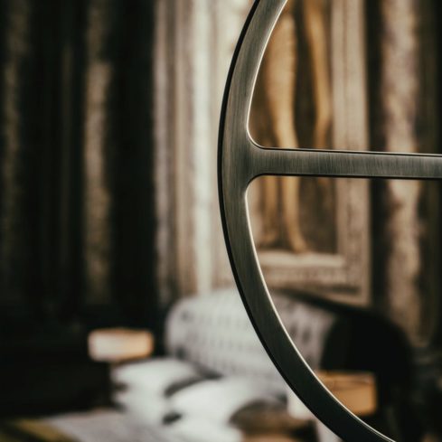 Contemporary Designer Curved Bronze Mirror - Juliettes Interiors