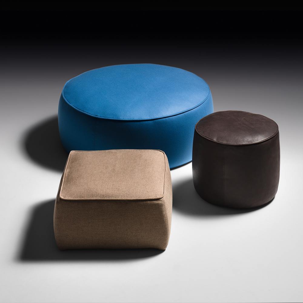 Contemporary Designer Leather Pouffe - Juliettes Interiors