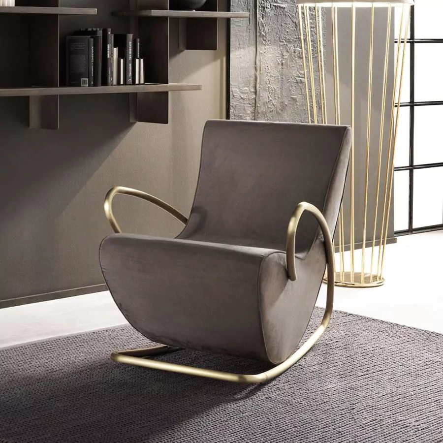 Modern Italian Designer Nubuck Rocking Armchair - Juliettes Interiors