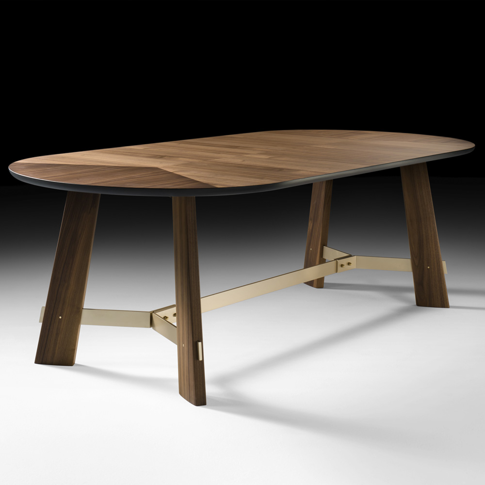 Contemporary Designer Oval Walnut Dining Table - Juliettes Interiors