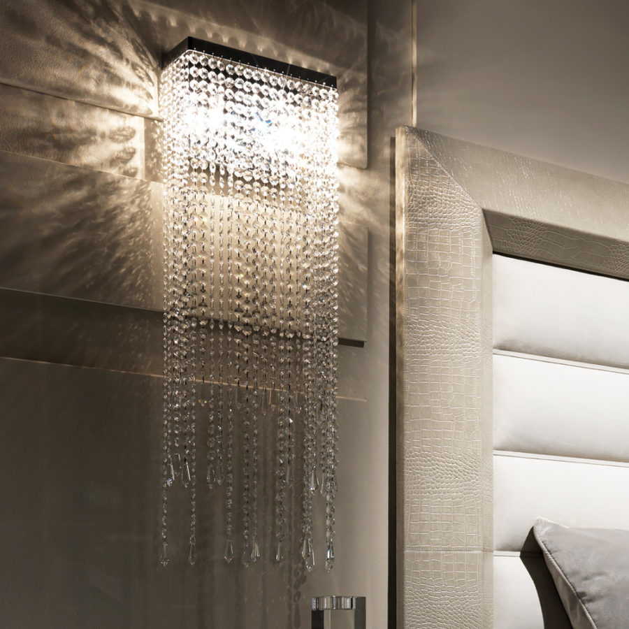 Contemporary Cut Crystal Pendant Droplet Wall Light