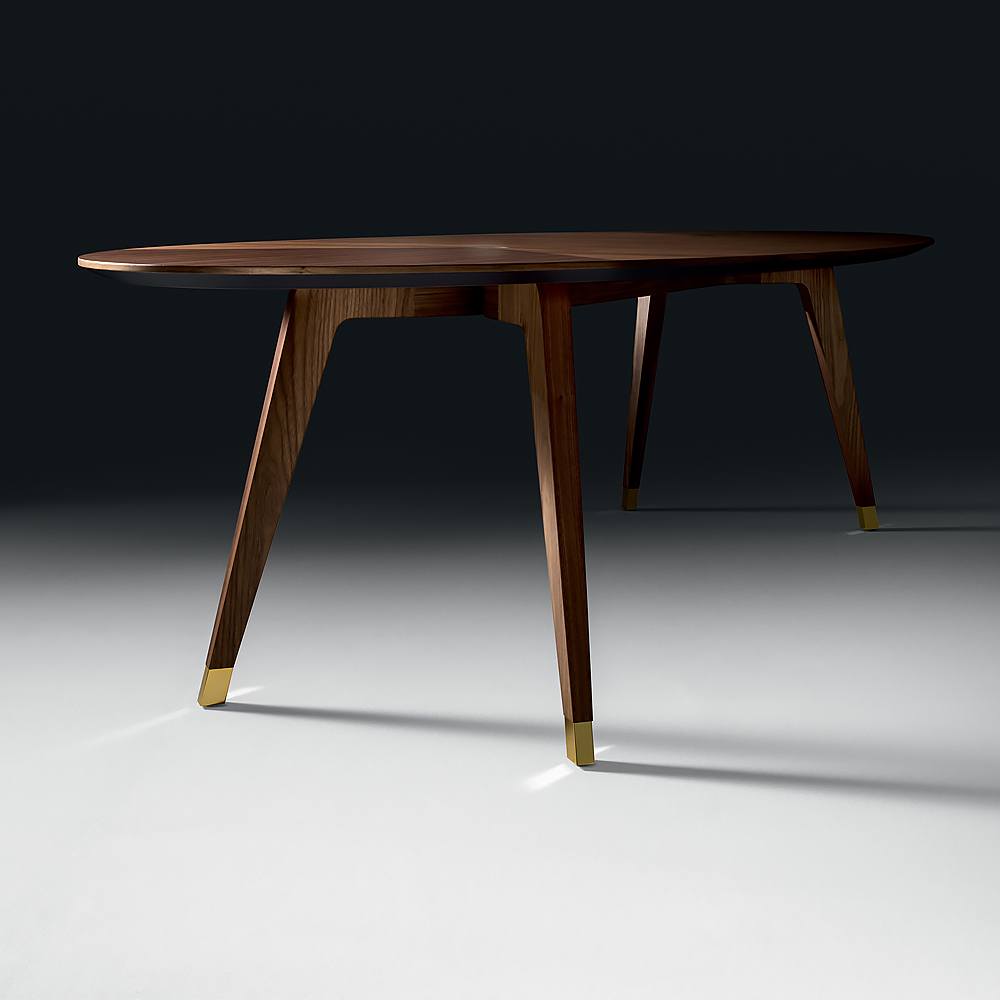 Contemporary Oval Walnut Designer Dining Table - Juliettes Interiors