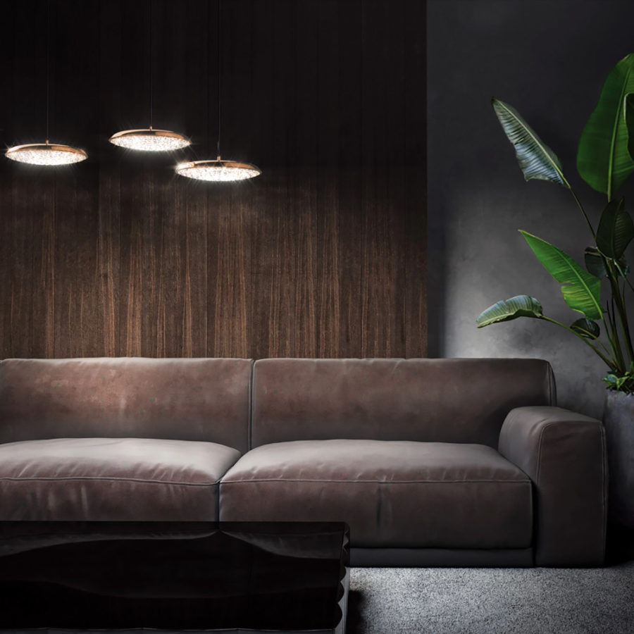 Copper Crystal Contemporary Designer Pendant Light