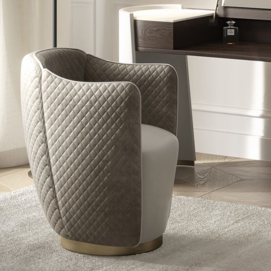Exclusive Modern Italian Leather Dressing Chair - Juliettes Interiors