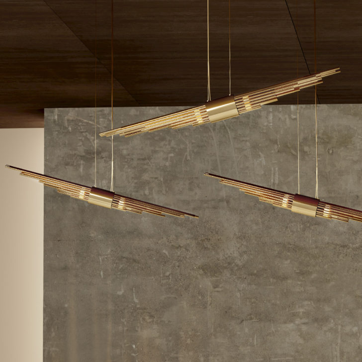 Gold Plated Designer Angled Contemporary Pendant Light