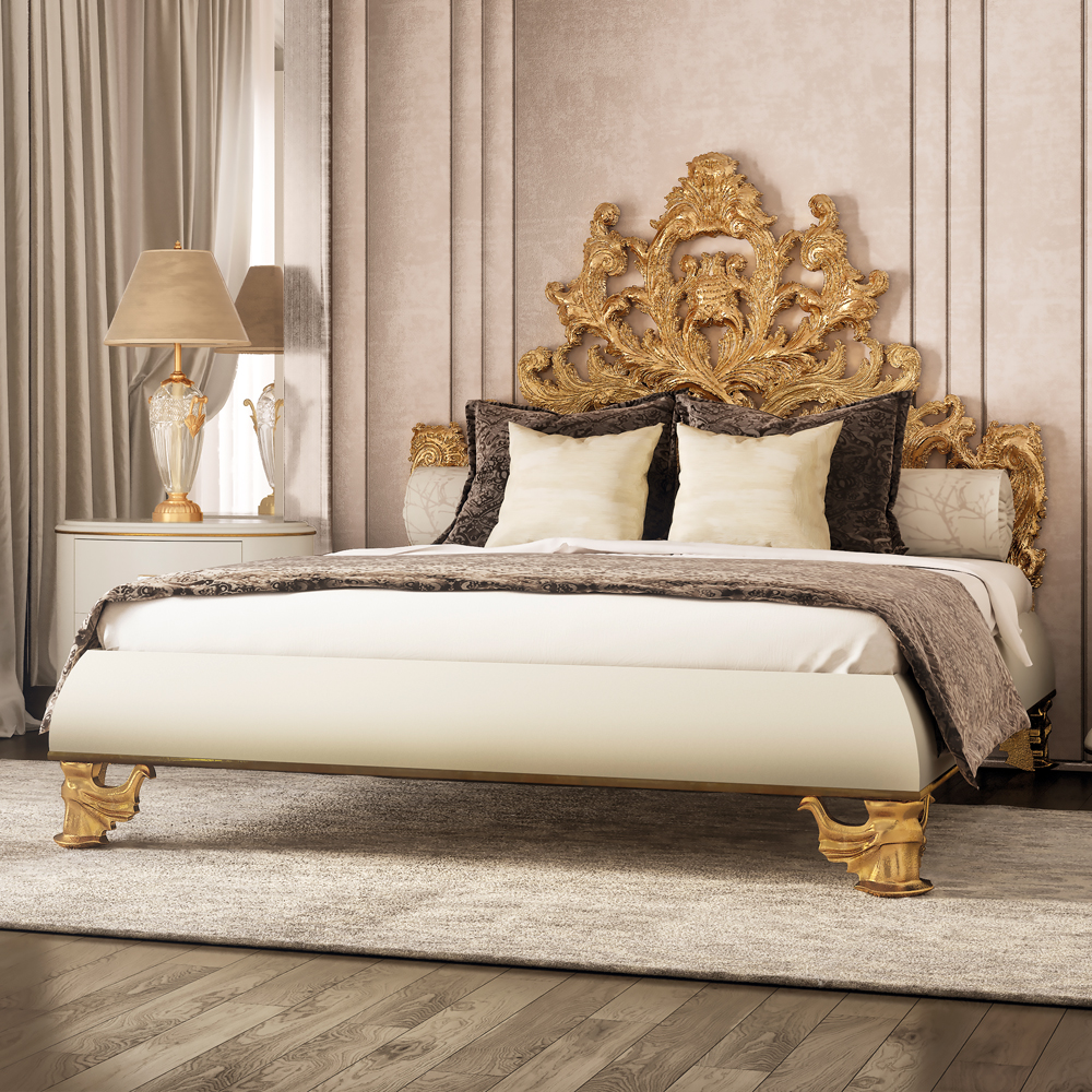 Luxurious Ornate Gold Leaf Bed - Juliettes Interiors