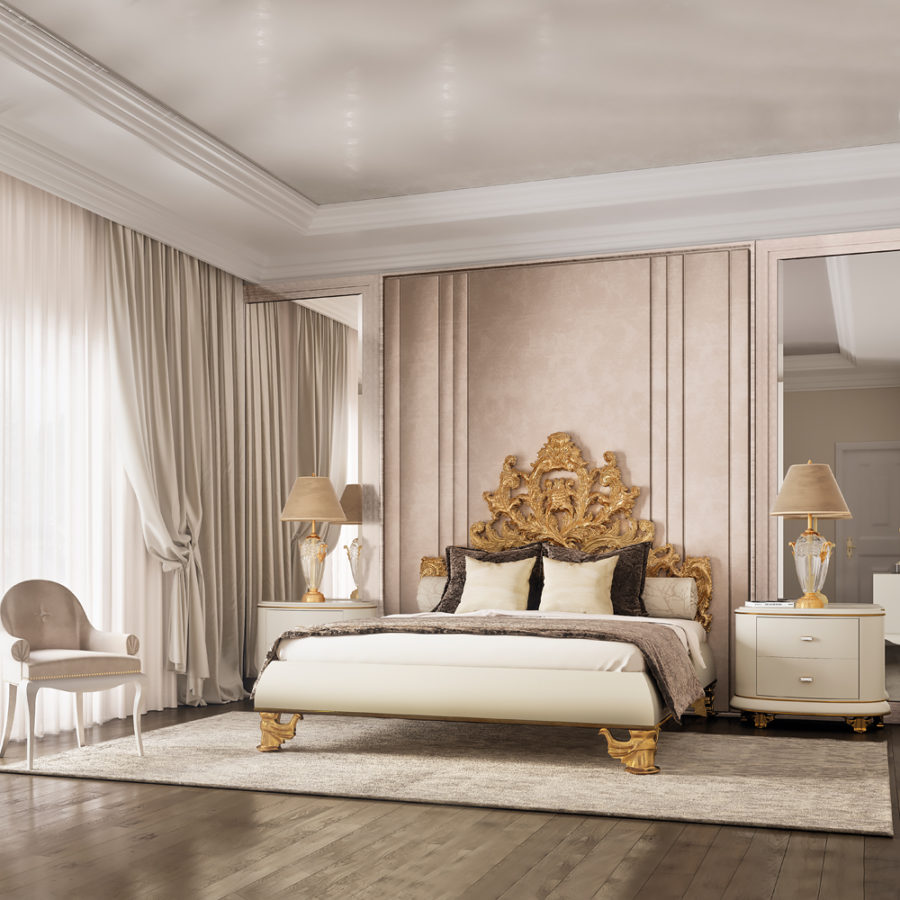 Luxurious Ornate Gold Leaf Bed - Juliettes Interiors