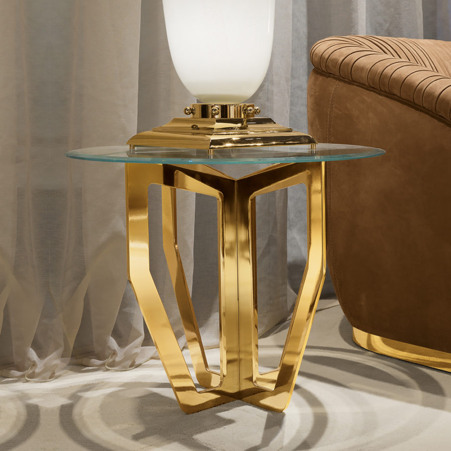 Ornate Italian Round Classic Glass Side Table - Juliettes Interiors