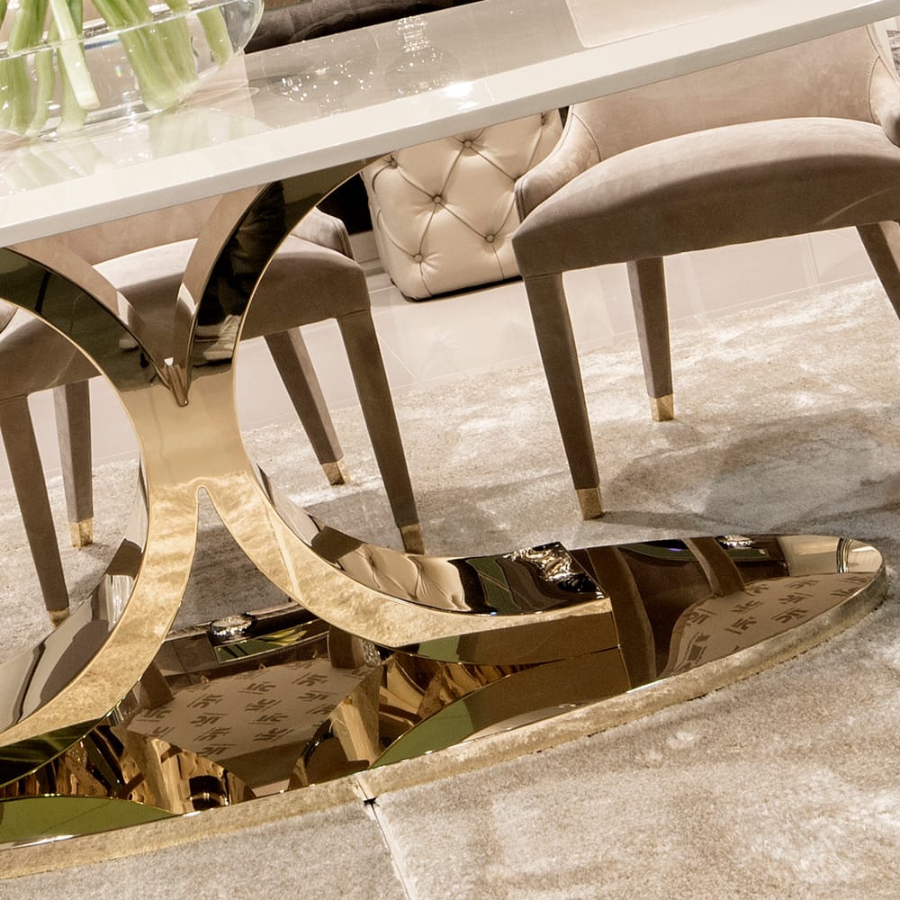 High End Gold Oval Designer Dining Table Set - Juliettes Interiors