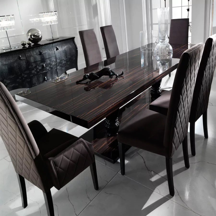 Create Elegance with a Large Ebony Dining Table Set