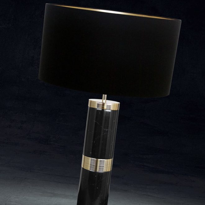 Designer Black Marquina Marble Table Lamp - Juliettes Interiors