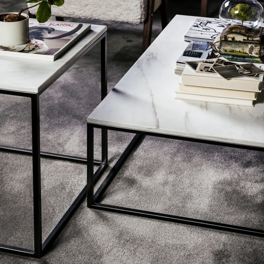 Designer Marble Contemporary Square Coffee Table - Juliettes Interiors