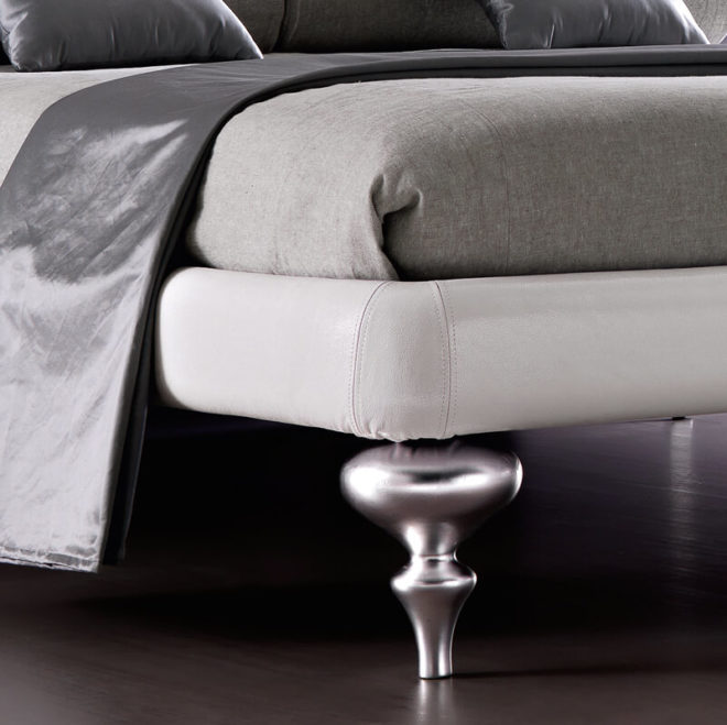 Italian Leather Button Upholstered Swirl Bed - Juliettes Interiors