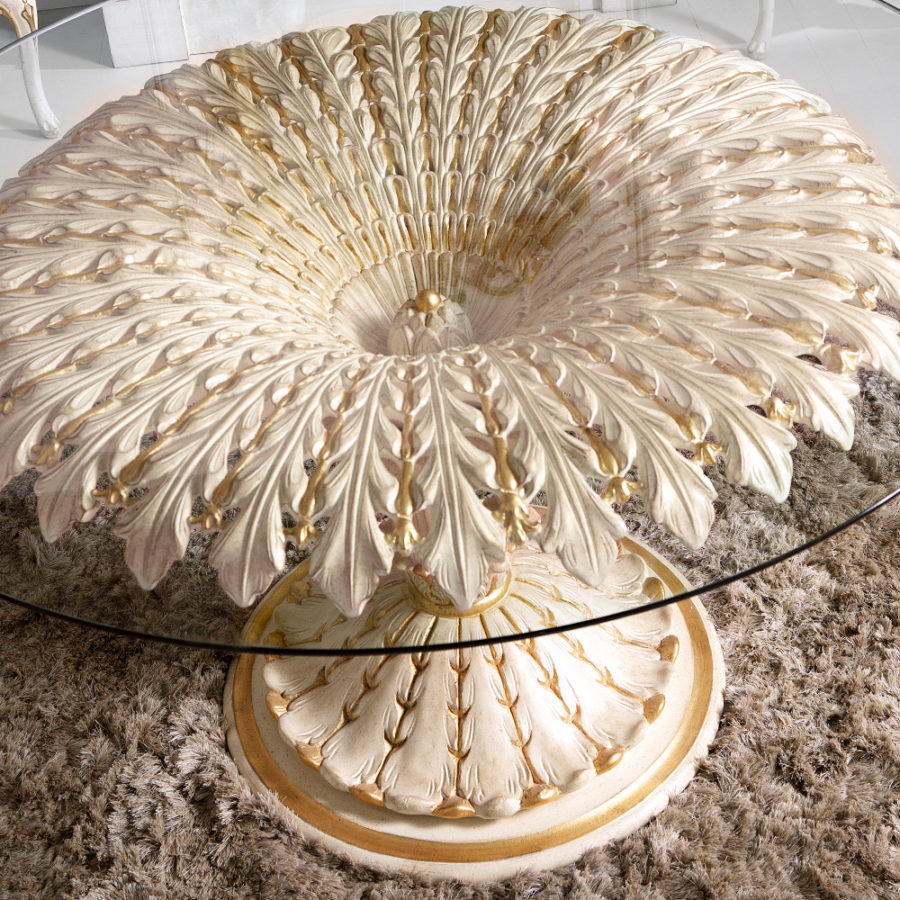 Elegant Italian Reproduction Rococo Round Glass Dining Set