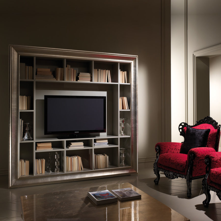 Large Designer Champagne Leaf TV Unit - Juliettes Interiors