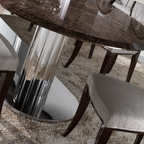 Large Italian Marble Oval Dining Table Set - Juliettes Interiors
