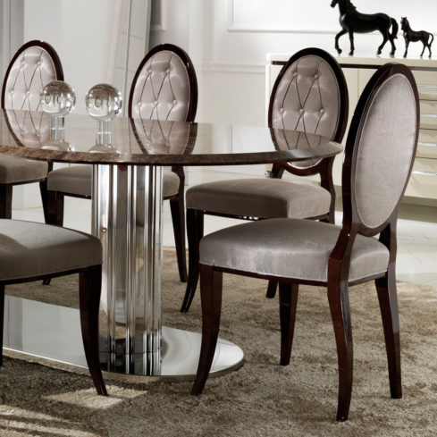 Large Italian Marble Oval Dining Table Set - Juliettes Interiors