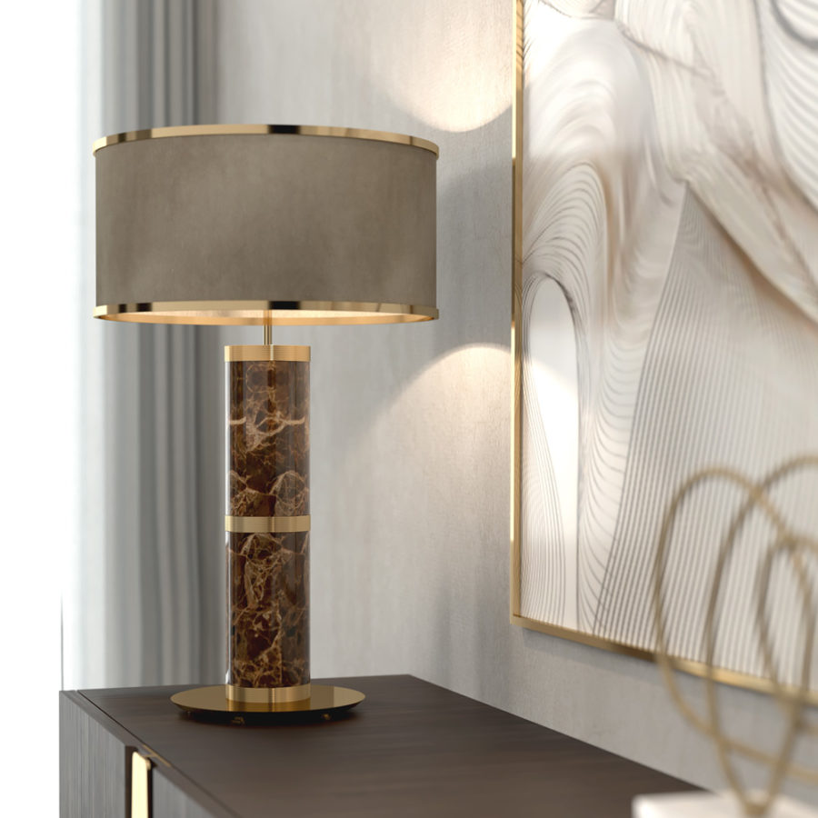 Luxury Designer Emperador Marble Table Lamp - Juliettes Interiors