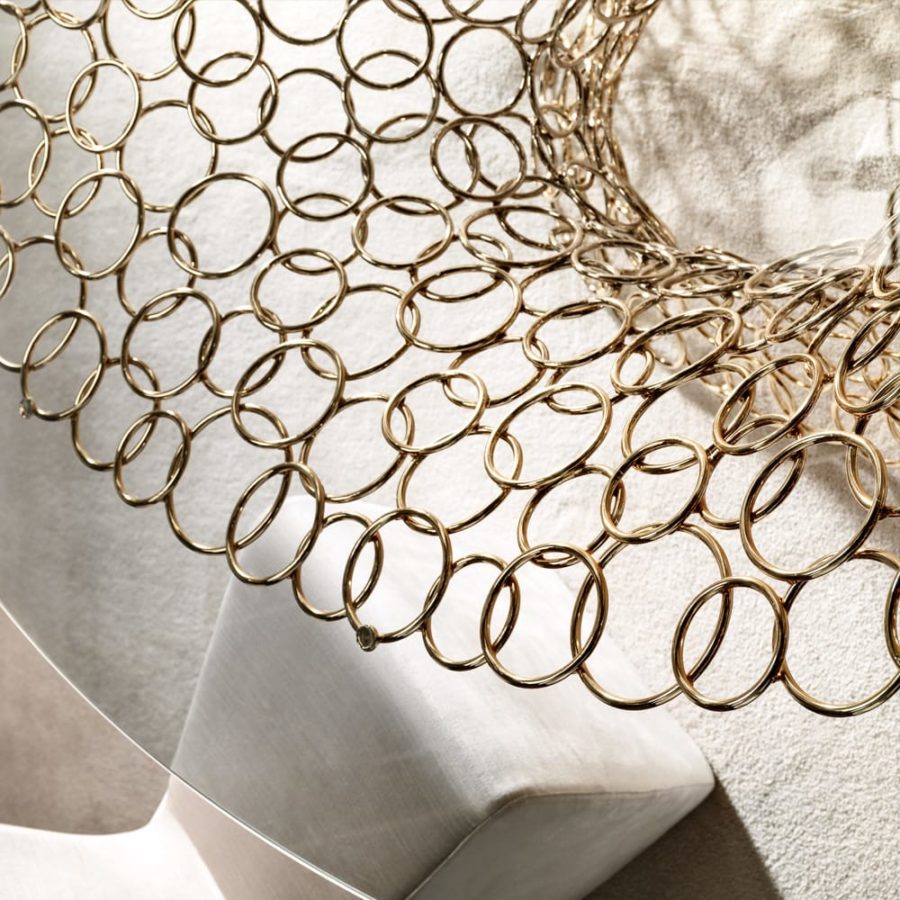Exquisite Luxury Italian Gold Plated Rings Dining Table Set
