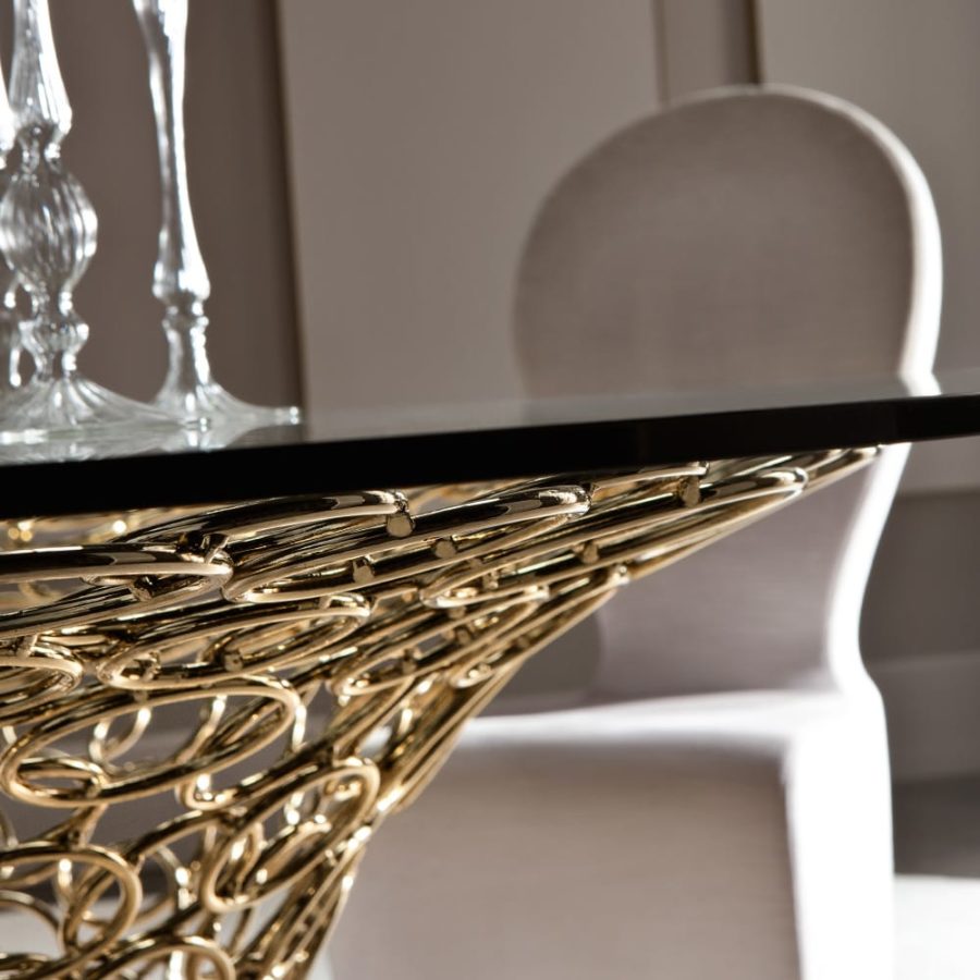 Exquisite Luxury Italian Gold Plated Rings Dining Table Set