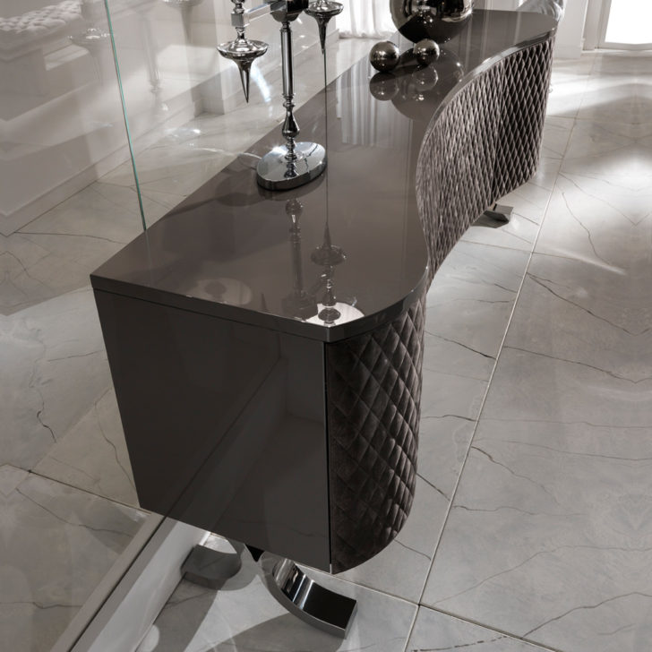 Discover Luxury Nubuck Leather Curved Sideboard Buffet