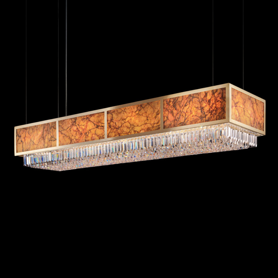 Modern Italian Designer Crystal Rectangular Chandelier