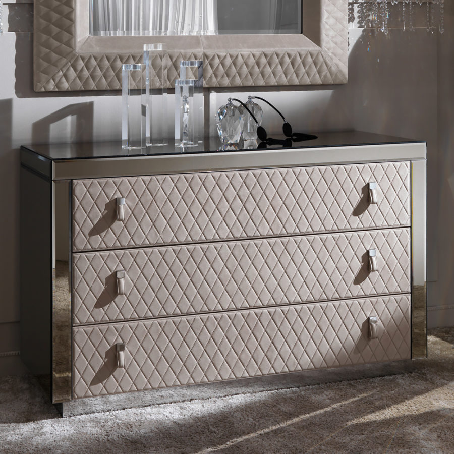 High End Italian Mirrored Nubuck Drawers - Juliettes Interiors