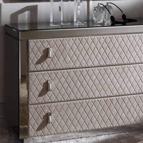 High End Italian Mirrored Nubuck Drawers - Juliettes Interiors