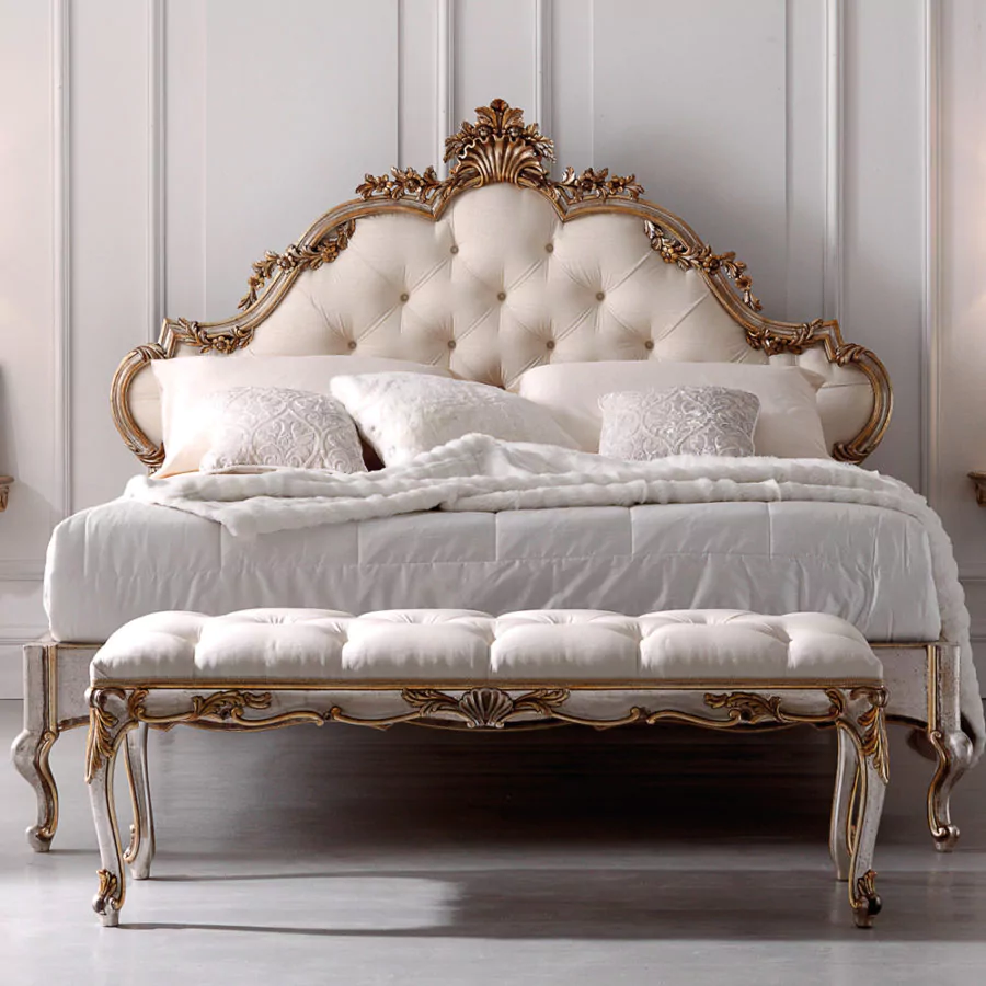 Opulent Rococo Button Upholstered Bed - Juliettes Interiors