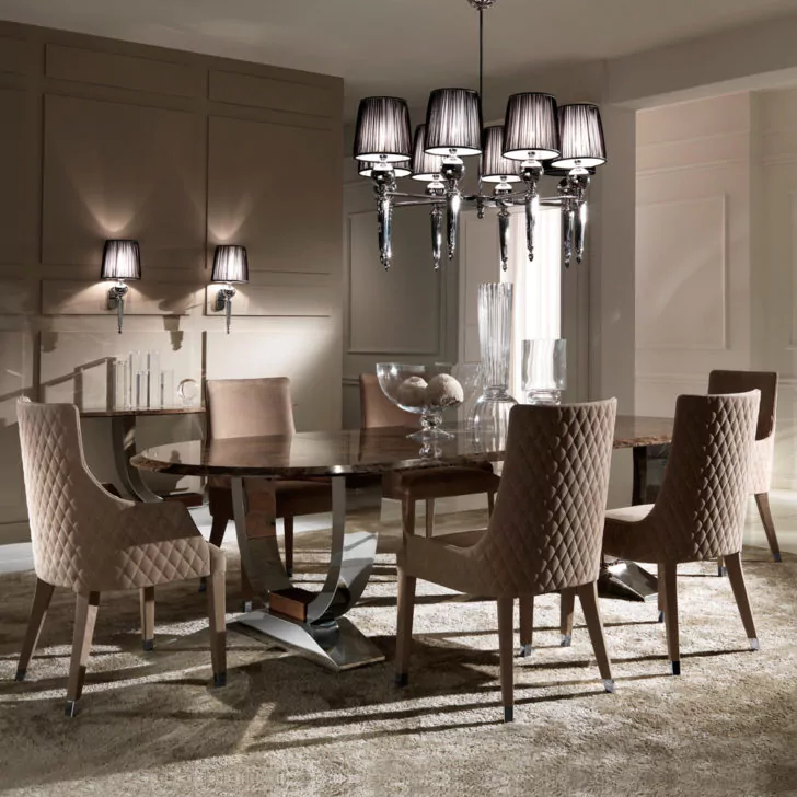 Oval High End Marble Italian Dining Table Set - Juliettes Interiors