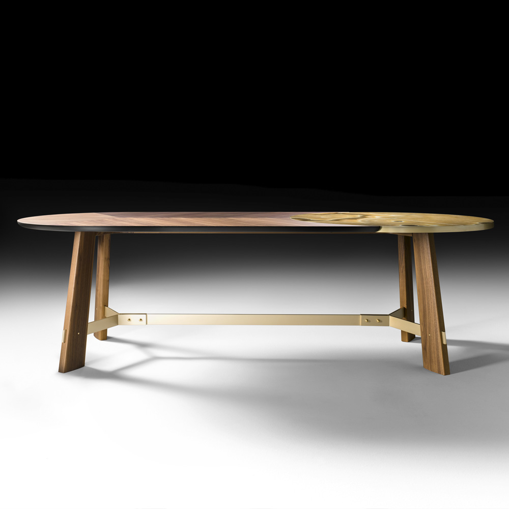 Oval Walnut And Marble Contemporary Designer Dining Table - Juliettes ...