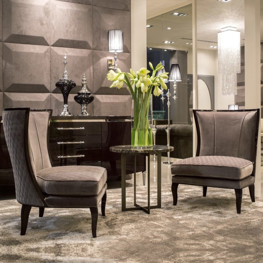 Embrace Elegance with the Quilted Italian Walnut Wing Chair