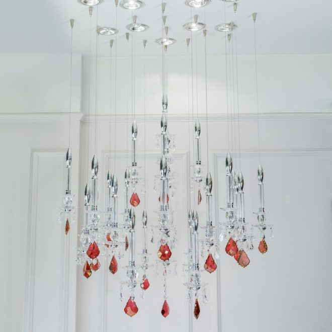 Unique Spotlight Designer Italian Crystal Chandelier With Red Drops ...