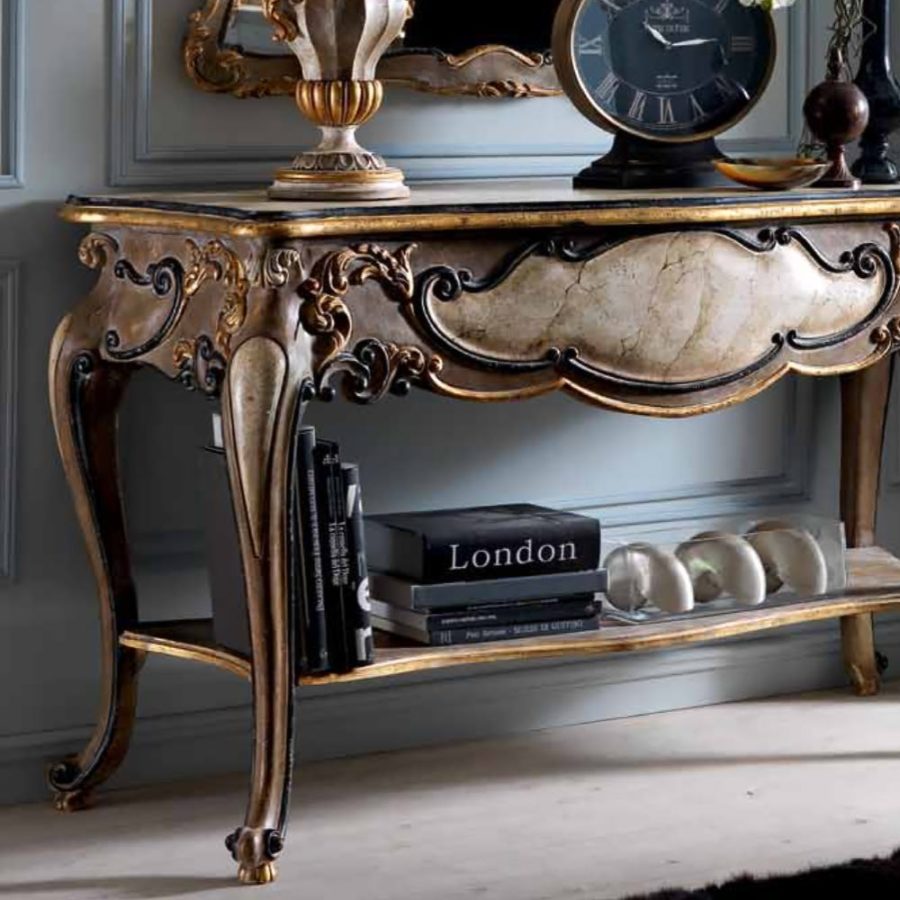 Classic Italian Antiqued Console Table - Juliettes Interiors