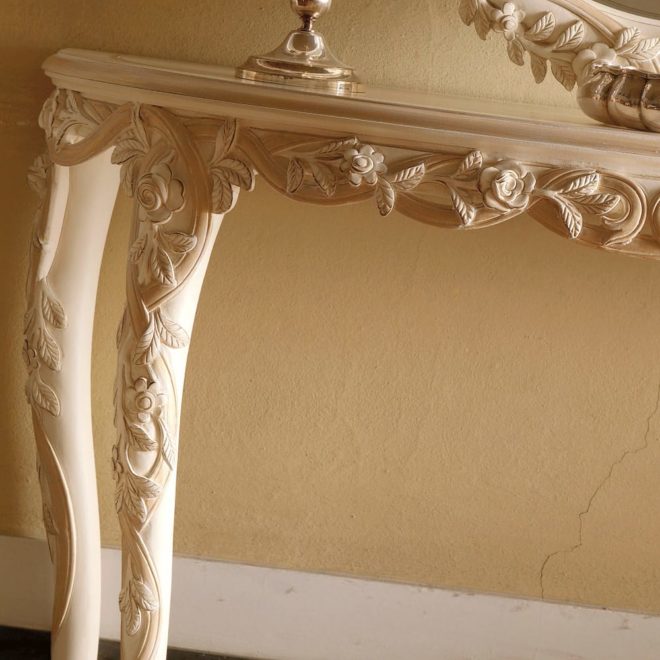Exclusive Italian Ivory and Gold Console Table - Juliettes Interiors
