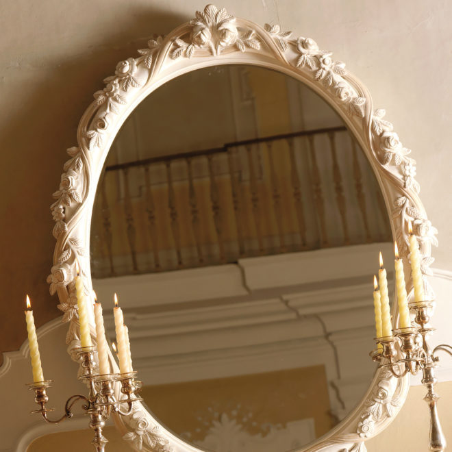 Exclusive Italian Ivory Oval Wall Mirror - Juliettes Interiors