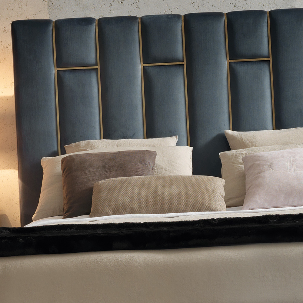 High End Italian Velvet Upholstered Designer Bed - Juliettes Interiors