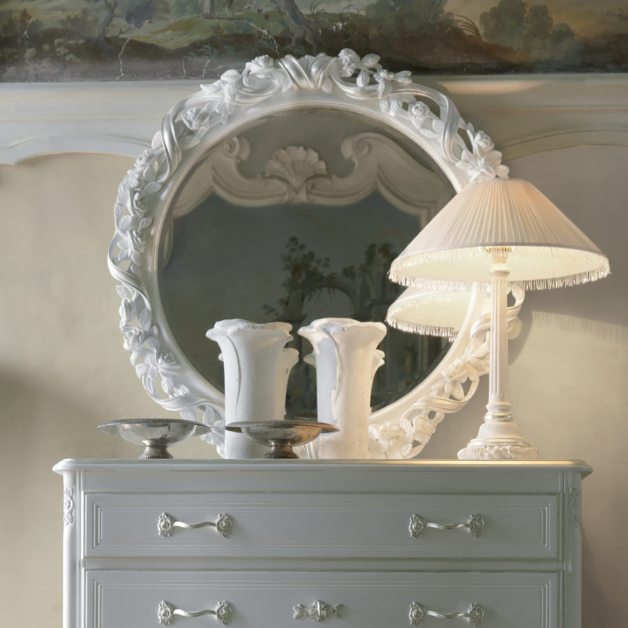 Exclusive Italian Ivory and Gold Oval Wall Mirror - Juliettes Interiors