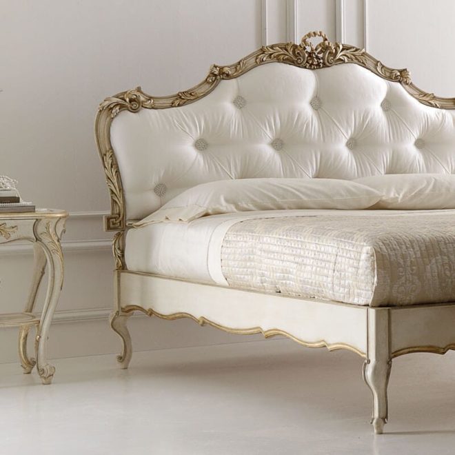 Luxurious Rococo Italian Button Upholstered Bed - Juliettes Interiors
