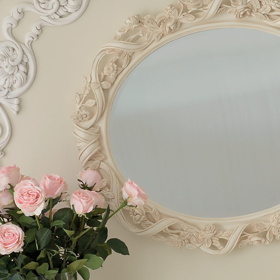 Luxury Italian Ivory Oval Wall Mirror - Juliettes Interiors